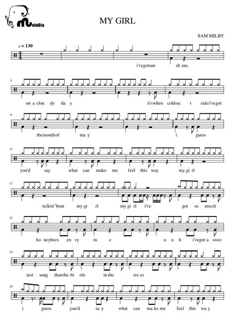 My Girl Sam Milby 드럼 Tab 드럼가사반주 악보 멜로디아 Pdf 악보