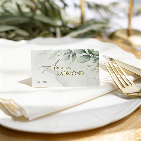 Greenery Wedding Place Card Template Avery Card