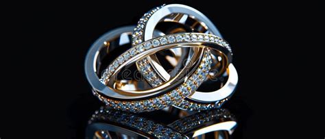 A Diamond Ring With Two Interlocking Rings Stock Image Image Of Diamond Fashion 316280449