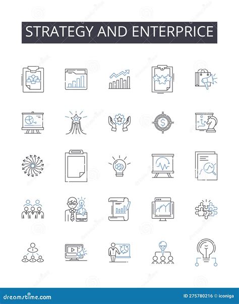 Strategy And Enterprice Line Icons Collection Tactic Plan Approach Scheme Methodology