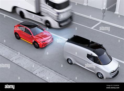 Illustration Of Automatic Braking To Avoid A Rear End Collision Automatic Braking Concept For
