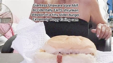 HDGiantess Unaware Vore Milf Accidentally EATS Shrunken Stepson In A Tiny Slider Burger