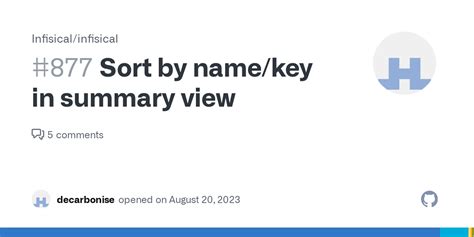 sort by name key in summary view · issue 877 · infisical infisical