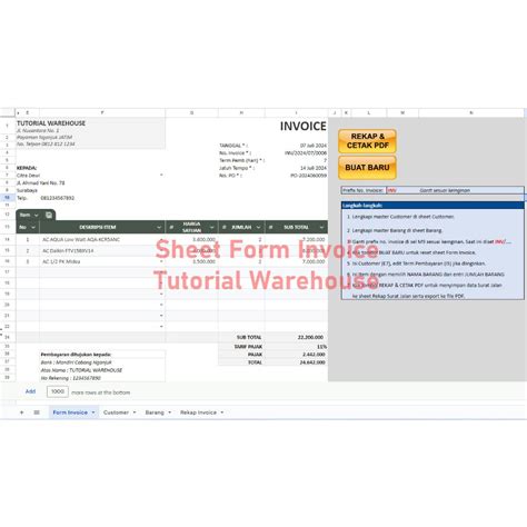 Jual Template Gsheets Invoice Otomatis Simpan Ke Arsip Rekap Dan Cetak Pdf Shopee Indonesia