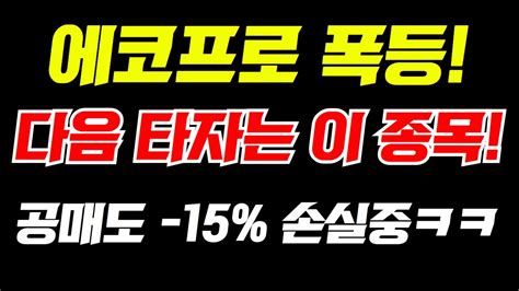 공매도 40 손실 중 에코프로 천장뚫고 날라가자~ 후속타로 이종목까지 보세요 공매도 상위 숏커버링 가능 종목 엘앤에프