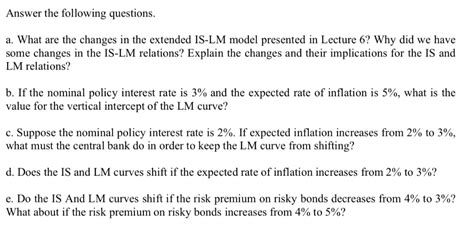 Extending The IS LM IS Relation T C T T I T R Chegg Com