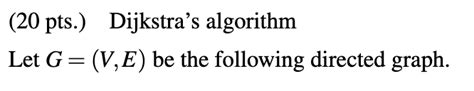 solved 20 pts dijkstra s algorithm let g v e be the