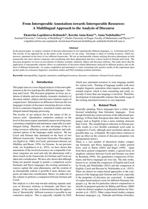 Pdf From Interoperable Annotations Towards Interoperable Resources A Multilingual Approach To