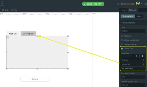 Condition Button Type Allows To Manipulate Section Tabs