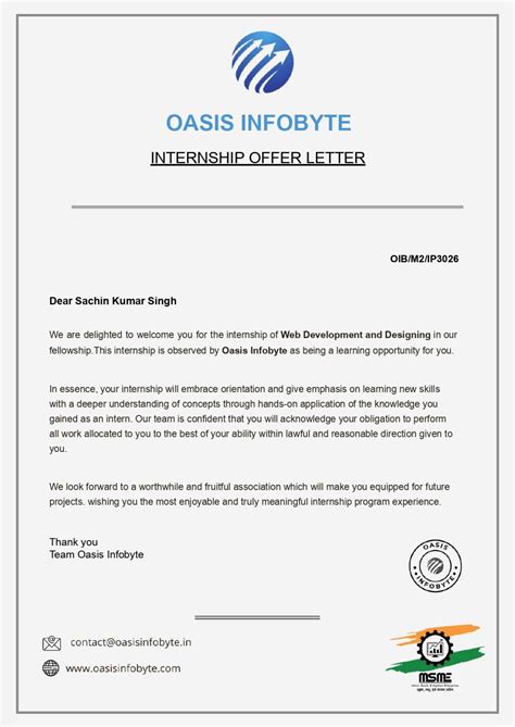 sachin kumar singh on linkedin internship careergoals oasisinfobyte
