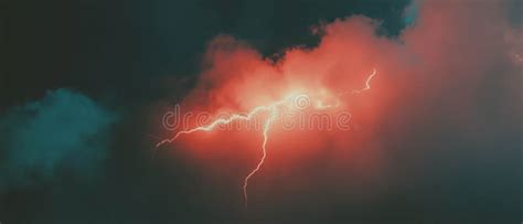 Intense Smoke And Lightning Overlay Creating Atmospheric Depth On A Dark Background Stock