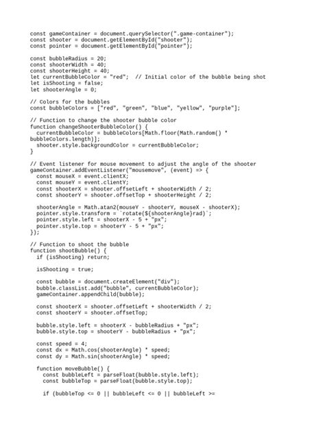 Java Script For Bubble Shooter Game Pdf Games And Activities