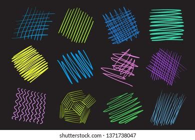 Colorful Hatch Lines On Isolated Black Stock Vector Royalty Free 1371738047 Shutterstock