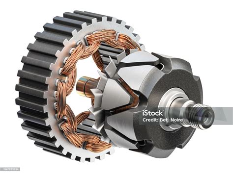 자동차 교류 발전기 또는 전기 모터의 회전자 및 고정자는 흰색으로 분리되어 있습니다 전기 모터에 대한 스톡 사진 및 기타 이미지 전기 모터 차 철사 Istock