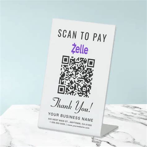 Scan To Pay Zelle QR Code Pedestal Sign Zazzle