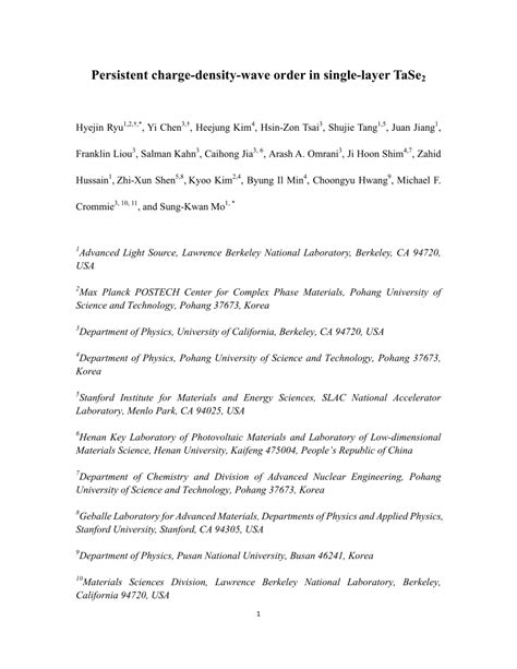 Pdf Persistent Charge Density Wave Order In Single Layer Tase2