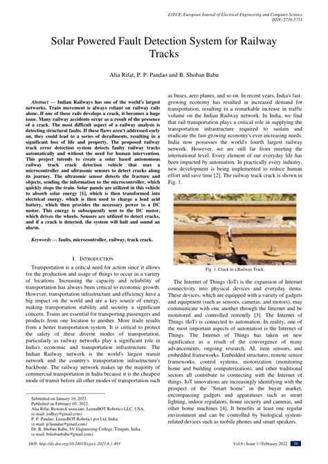 PDF Solar Powered Fault Detection System For Railway Tracks