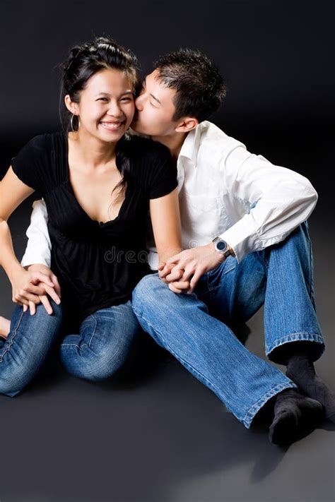 Kissing On Her Cheek Stock Image Image Of Sensual Chinese 5178167