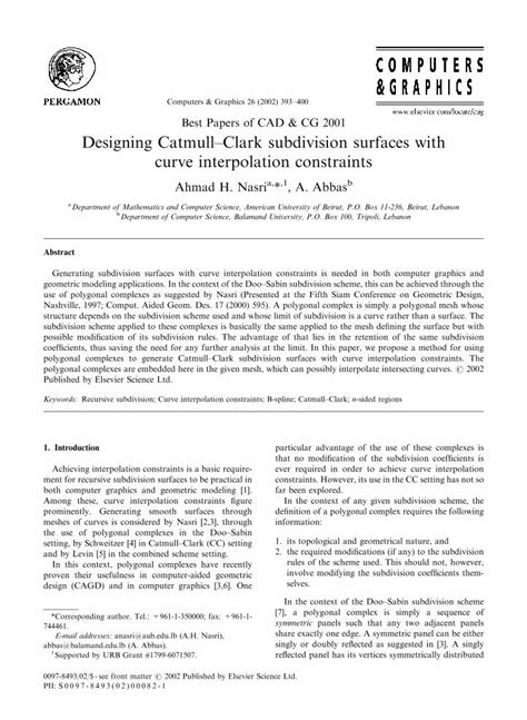 pdf designing catmull clark subdivision surfaces with curve