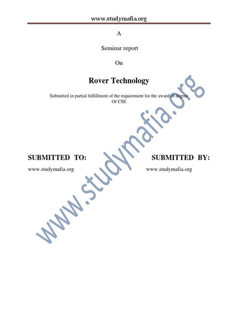 An In Depth Analysis Of Rover Technology A Seminar Report On The