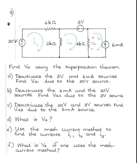 solved find va using the superposition theorem a