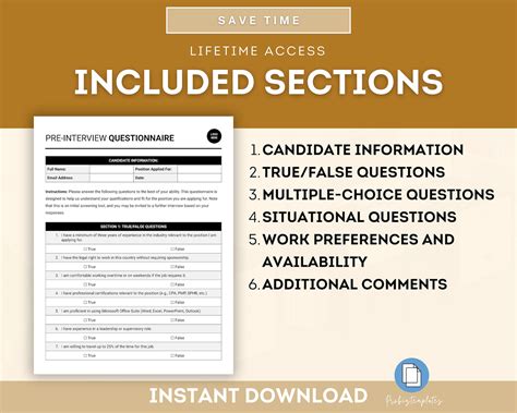 Pre Interview Questionnaire Template Candidate Pre Interview Questions
