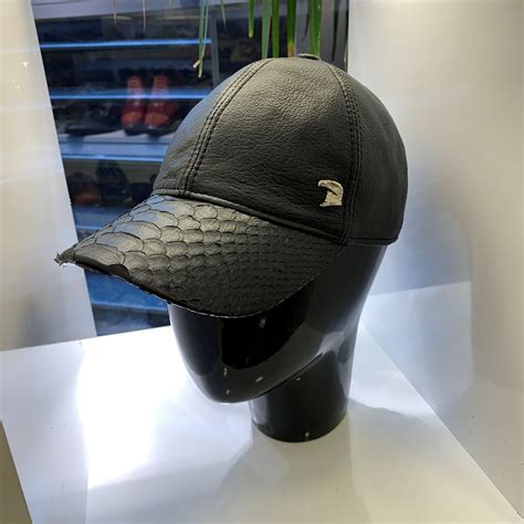 Sr Python Leather Lambskin Baseball Cap Leather Guys