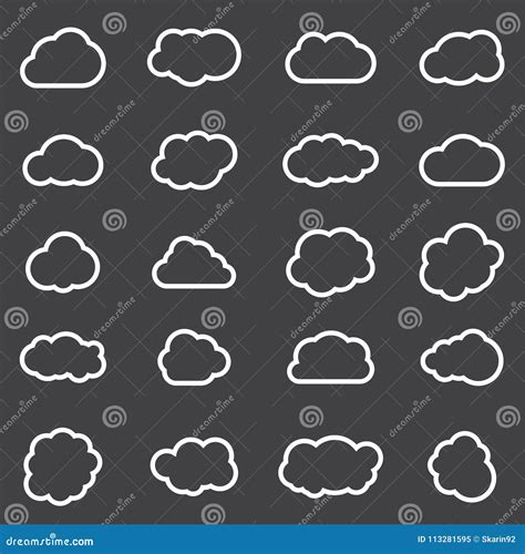 Clouds Line Art Icons Set Stock Vector Illustration Of Computing 113281595