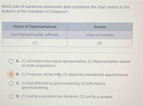 Which Pair Of Numbered Statements Best Completes The Chart Related To