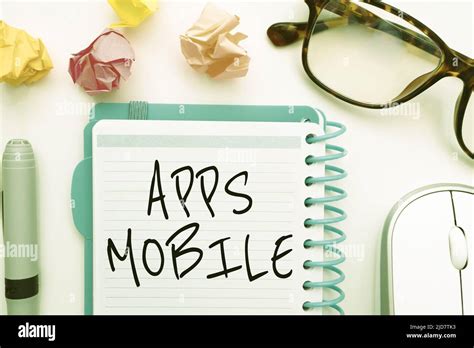 conceptual display apps mobile word written on computer program