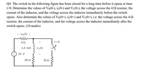 Solved Q4 The Switch In The Following Figure Has Been Closed Chegg Com