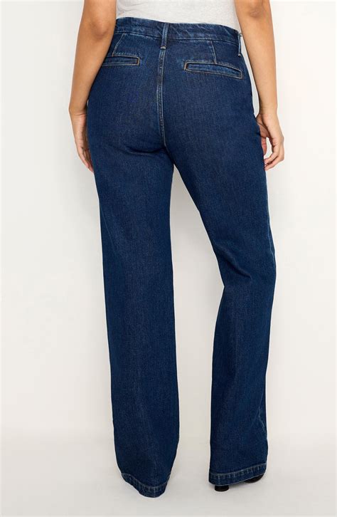 Good American Pintuck High Waist Wide Leg Trouser Jeans Nordstrom