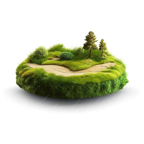 Premium Photo Isometric Green Grass Land Isolated On White Background