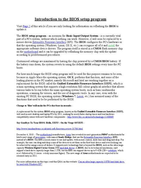 Introduction To The Bios Setup Program Pdf Bios Booting