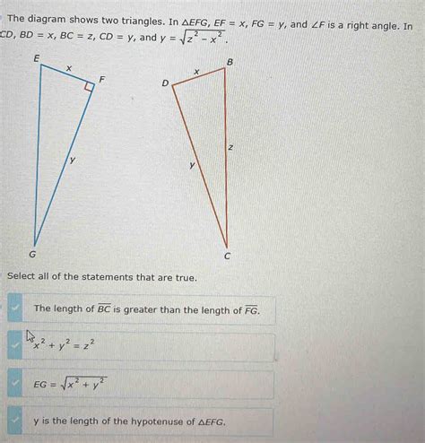 Solved The Diagram Shows Two Triangles In Efg Ef X Fg Y And ∠ F Is