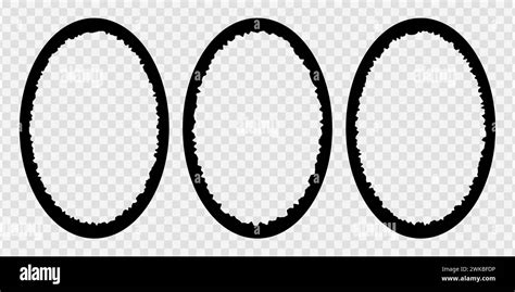 Set Of Jagged Oval Frames For Collage Photo Picture Paper Borders With Ragged Inner Edges