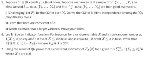 5 Suppose Y 0 C With C 0 Unknown Suppose We Have Chegg Com