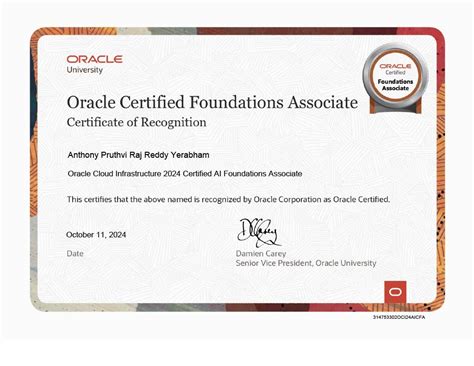 Oracle Cloudinfrastructure Aifoundations Certification Learning