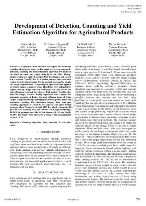 Pdf Development Of Detection Counting And Yield Estimation Algorithm