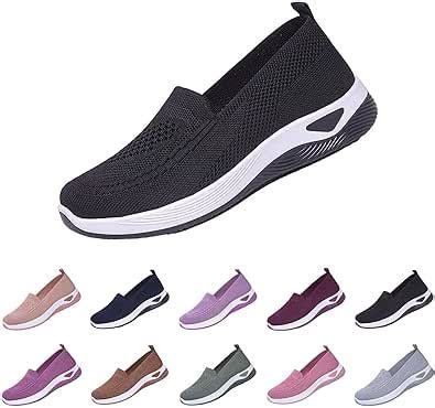 Slip On Trainers Women Wide Fit Ladies Breathable Mesh Walking Running