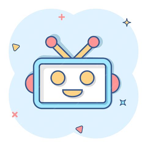 만화 스타일의 귀여운 로봇 챗봇 아이콘 봇 운영자 벡터 만화 그림 그림 스마트 챗봇 캐릭터 비즈니스 개념 스플래시 효과 프리미엄 벡터