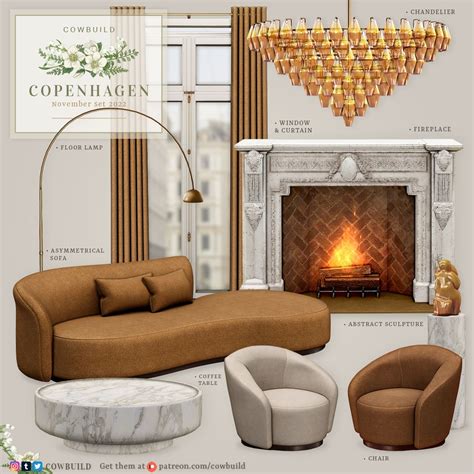 Luxurious Living Room Set For Sims 4 Copenhagen November 2024