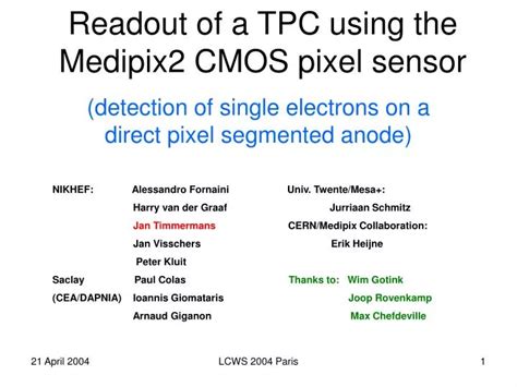 Ppt Readout Of A Tpc Using The Medipix2 Cmos Pixel Sensor Powerpoint Presentation Id5869565
