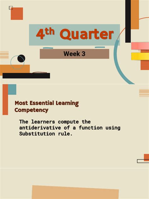 Week 3 Antiderivative Of A Function Substitution Pdf Integral Mathematical Relations