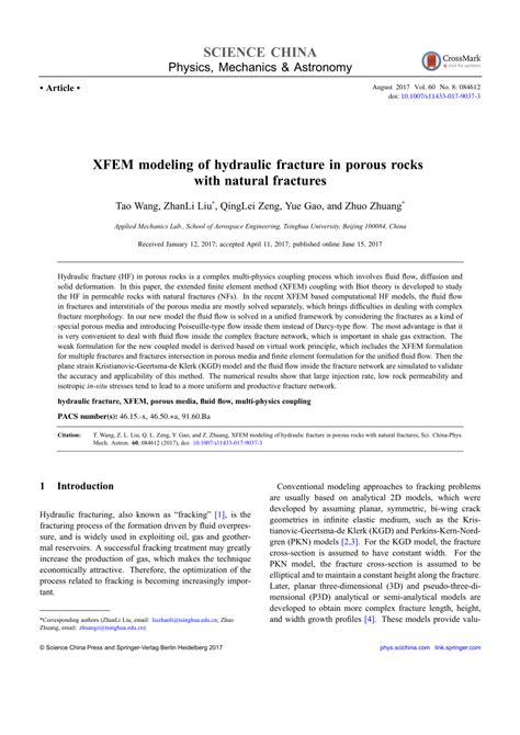 Pdf Xfem Modeling Of Hydraulic Fracture In Porous Rocks With Natural Fractures