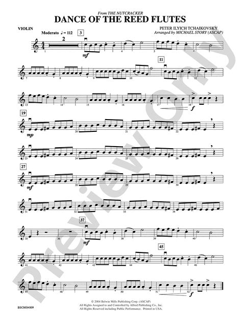 Dance Of The Reed Flutes From The Nutcracker 1st Violin 1st Violin Part Digital Sheet