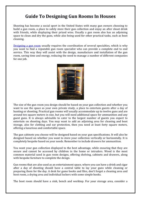 Ppt Guide To Designing Gun Rooms In Houses Powerpoint Presentation