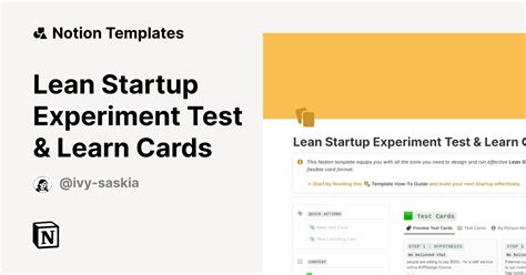 lean startup experiment test and learn cards template notion marketplace