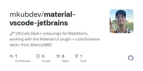 GitHub Mkubdev Material Vscode Jetbrains VSCode Dark Colourings For WebStorm Working With
