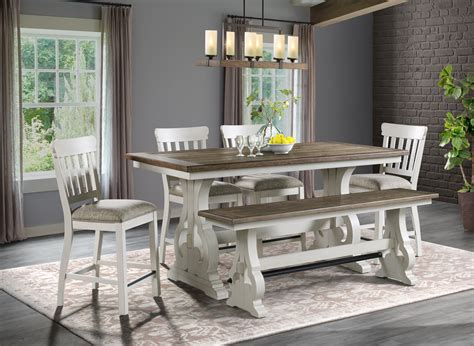Intercon Drake Cottage 6 Piece Counter Height Dining Set With Dining Bench Wayside Furniture